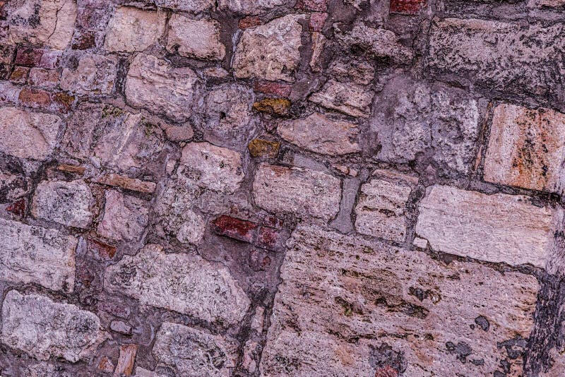 Base of Terracotta Cobblestone Stone Close-up on Backgroundcement Gray ...
