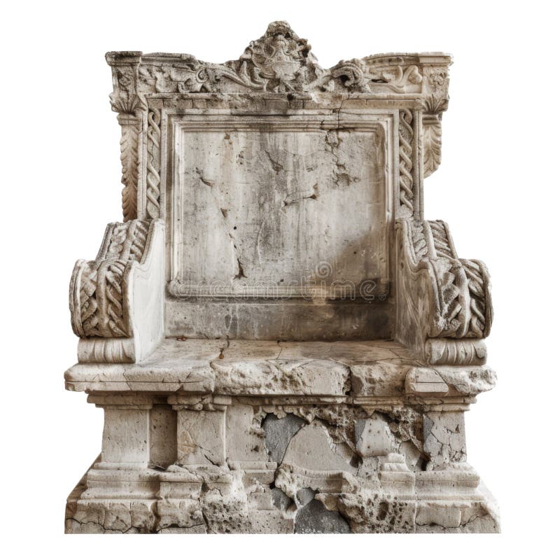 Weathered Stone Throne with Intricate Carvings Stock Illustration ...