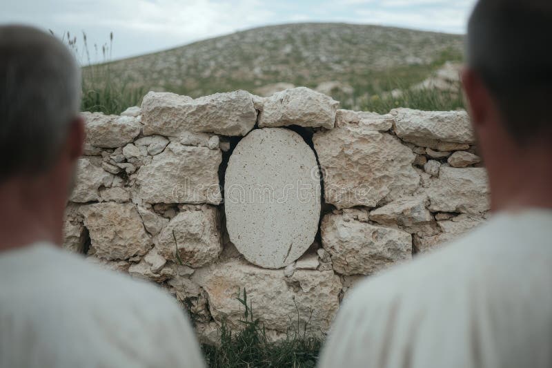Weathered Stone Wall with Oval-shaped Rock Stock Illustration ...