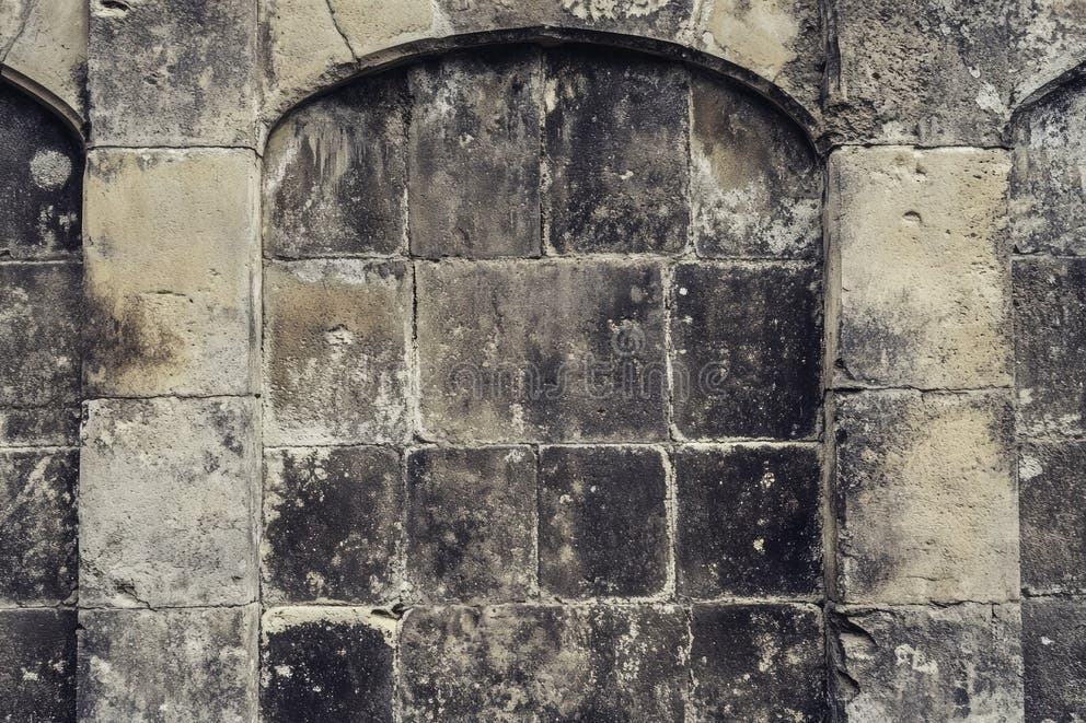 Weathered Stone Wall Texture with Arched Patterns. Neural Network AI Generated Stock Photo ...