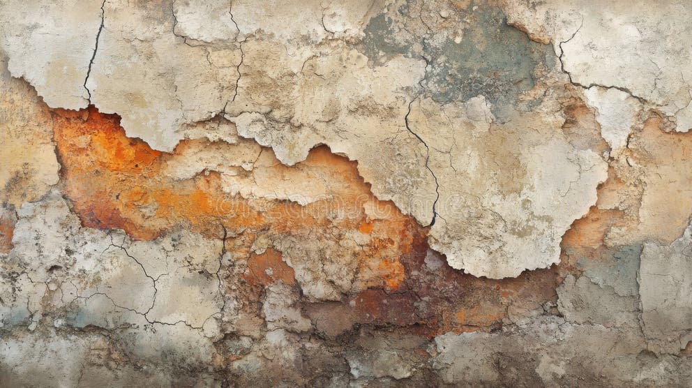 Weathered Stone Wall Texture with Peeling Paint Stock Illustration ...