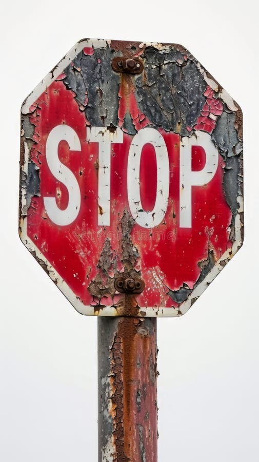 Weathered Stop Sign with Peeling Paint Stock Image - Image of decay ...