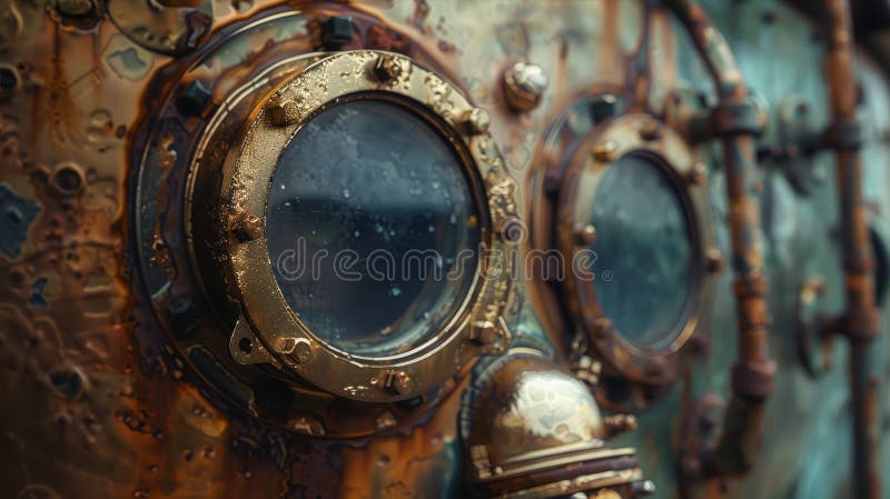 Weathered Submarine Portholes. Stock Image - Image of steampunk, ship ...