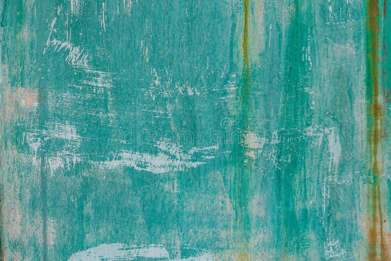 Weathered Sun-bleached Turquoise Metal Wall with Rust Outdoors ...