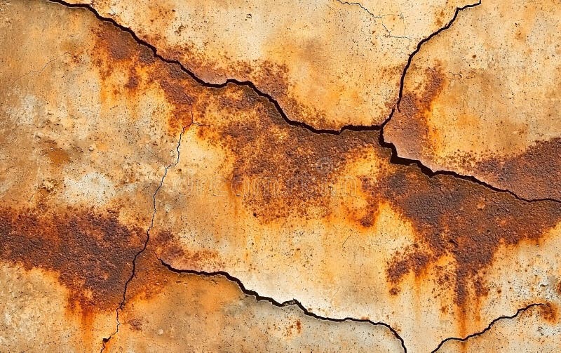 Weathered Surface with Cracks and Rust Patterns Reveals the Passage of ...