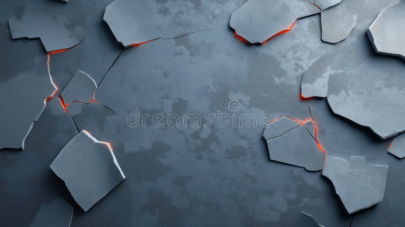 Cracked Surface with Glowing Edges in a Dark Setting Stock Illustration ...