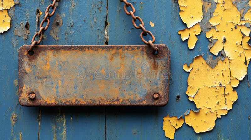 A Weathered Surface Featuring a Rustic Metal Sign, Ideal for Vintage ...