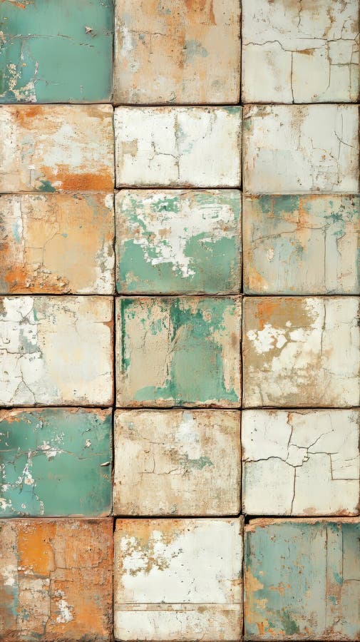 Weathered Surface with Flaking Paint that Creates a Grid-shaped Visual ...