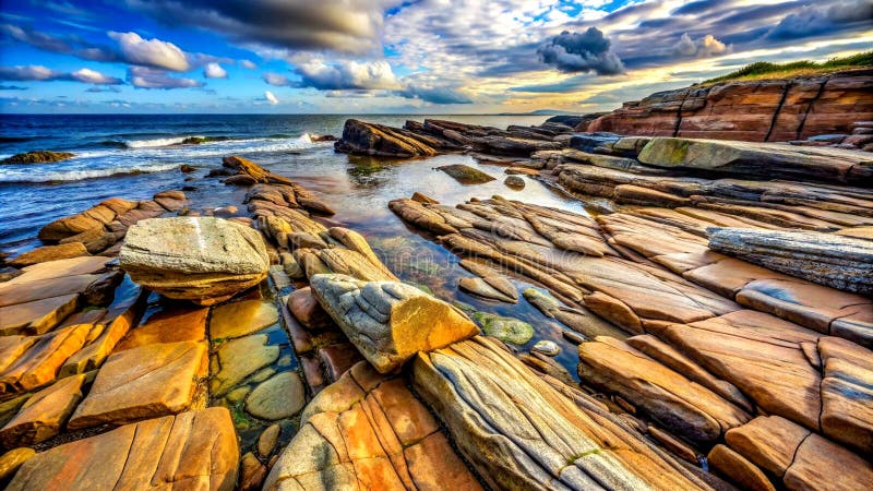 Abstract Symphony in Stone: the Eroded Beauty of a Rocky Shoreline ...