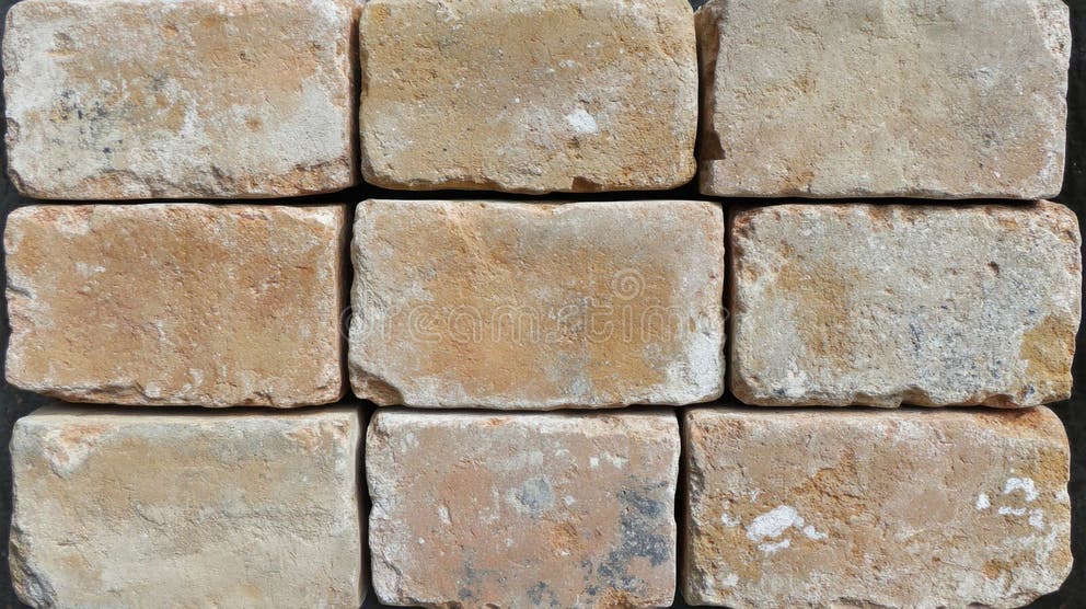 Weathered Tan Stone Blocks Arranged in Rows Stock Illustration ...