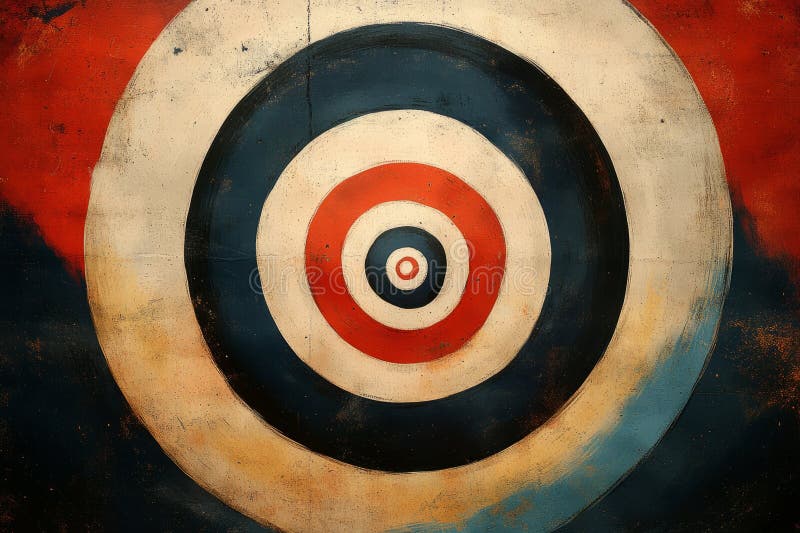 A Weathered Target with Concentric Circles in Red, White, and Blue ...
