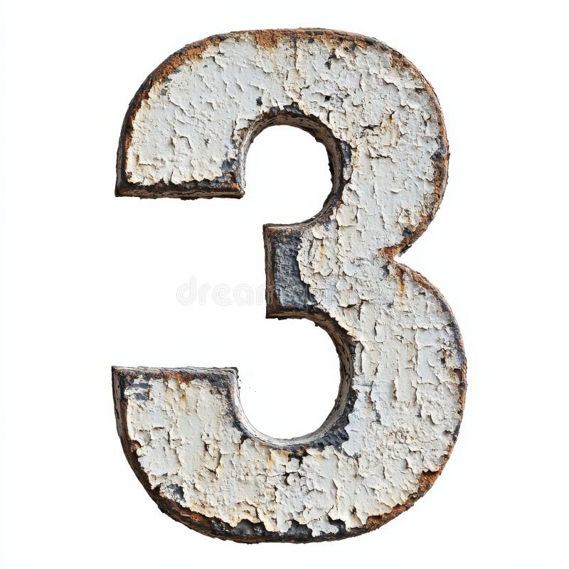 A Weathered, Textured Number Three in a Rustic Style Stock Illustration ...