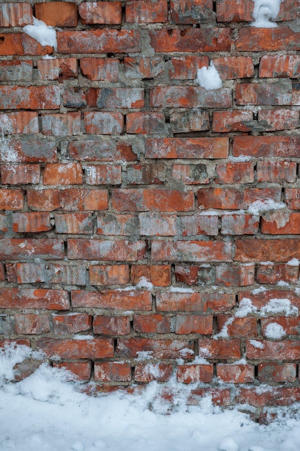 Weathered Textures Rustic Brick Wall Snow Stock Photos - Free & Royalty ...