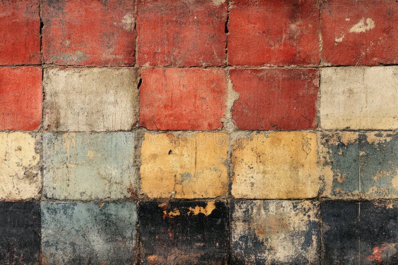 Weathered Tile Wall Red Beige Blue Black Texture Stock Illustration ...