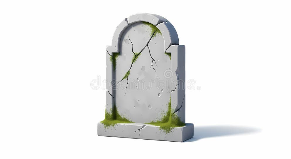 An Aged, Cracked Tombstone Stands Weathered, Showing Signs of Age and ...