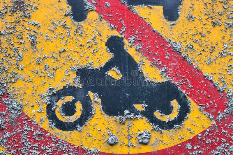Weathered Traffic Sign, No Access for Motor Vehicles Stock Photo ...