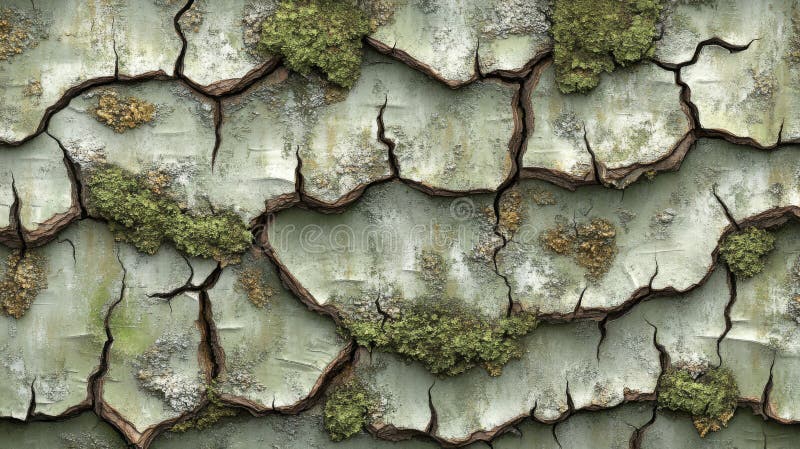 Weathered Tree Bark Texture with Moss Patches Stock Illustration ...