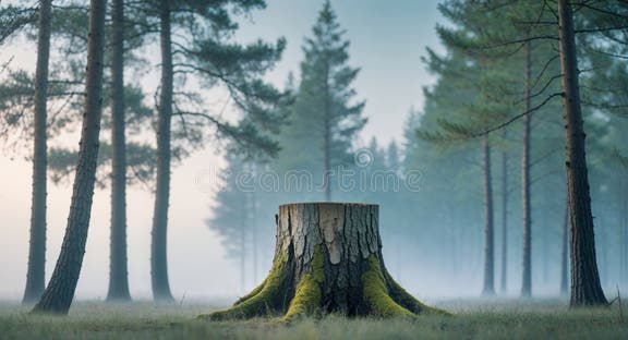 A Weathered Tree Stump Sits among Towering Pine Trees Vertical Mobile ...