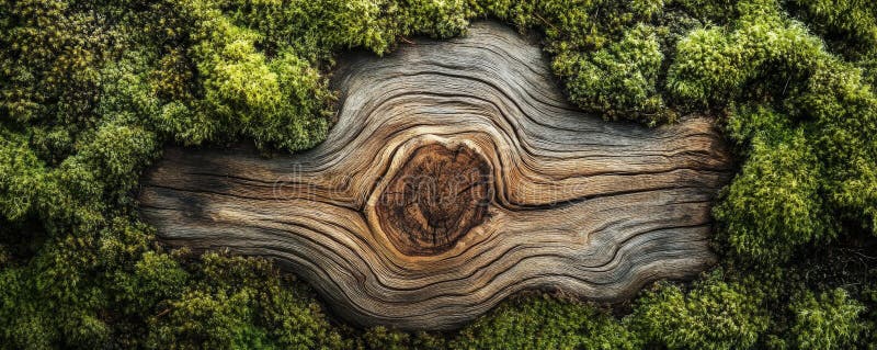 Weathered Tree Stump Surrounded by Lush Green Moss, Close-up, Nature ...