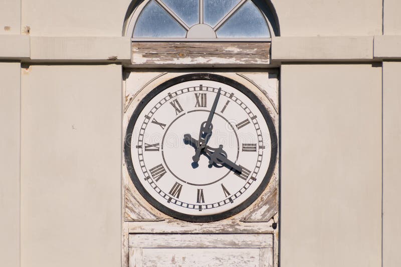 Weathered Vintage Clock with Roman Numerals Stock Photo - Image of ...