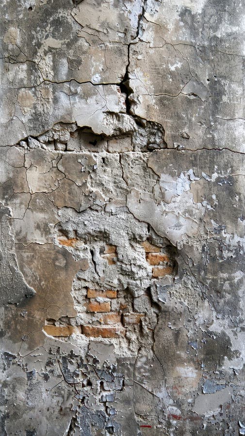Weathered Wall Displaying Deep Cracks and Texture in an Old, Abandoned ...