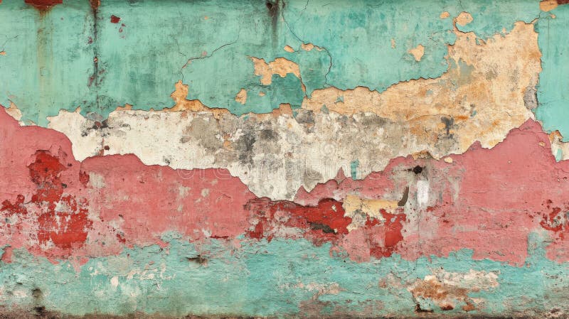 A Weathered Wall Displays Layers of Peeling Paint in Various Colors ...