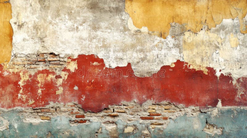 Weathered Wall Showing Layers of Paint and Brick Stock Illustration ...