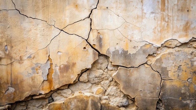 A Weathered Wall Texture Showing Significant Cracking and Deterioration ...