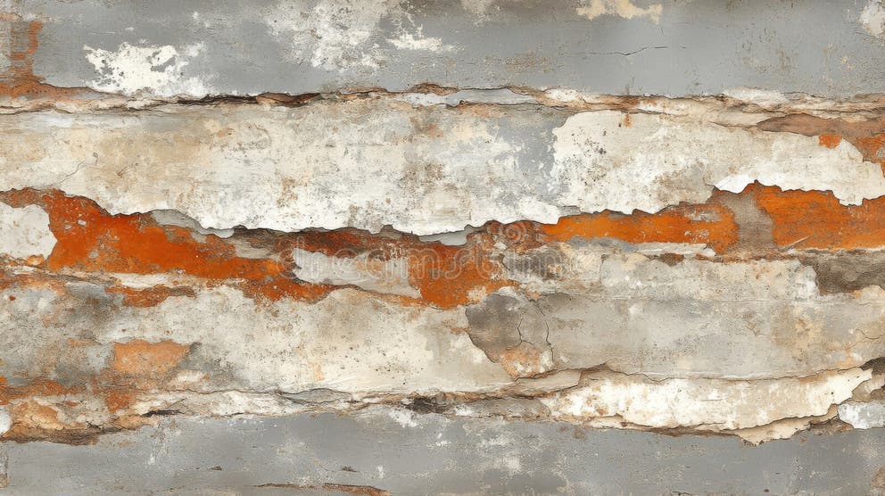 Weathered Wall Texture Shows Grey Orange White Paint Stock Illustration ...
