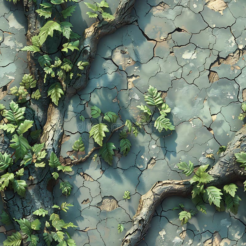 Weathered Wall with Vegetation, Seamless Tile Stock Illustration - Illustration of bark, forest ...