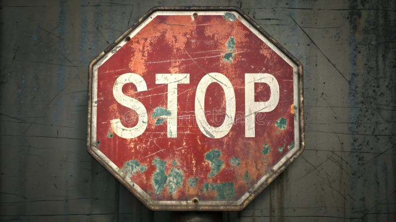 Weathered Warning: an Aged and Distressed Stop Sign Commands Stock ...
