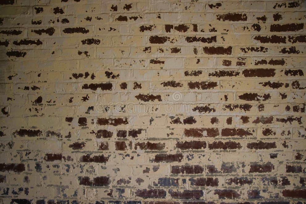 Weathered White and Red Brick Wall Stock Photo - Image of line, circle ...