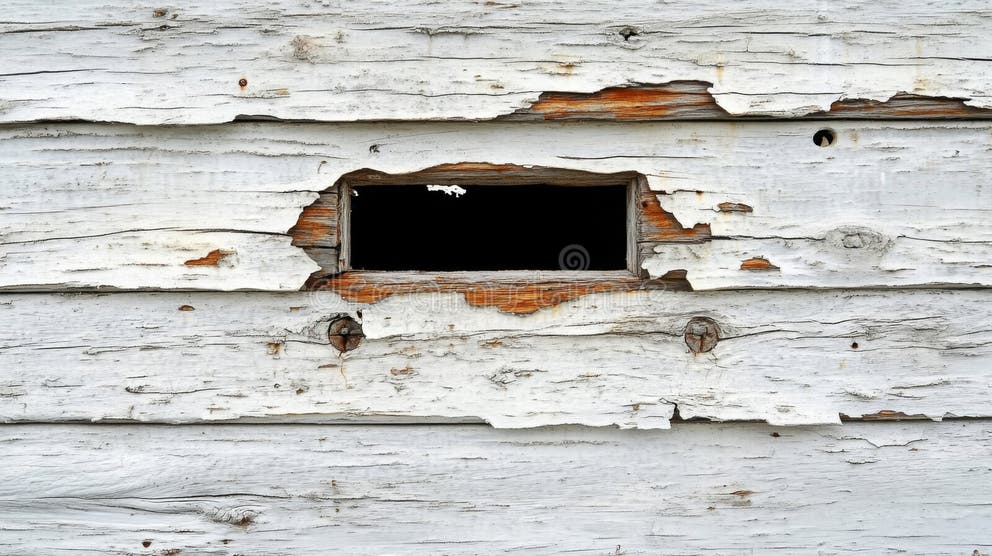Weathered White Wood Wall with Rectangular Hole Stock Illustration ...