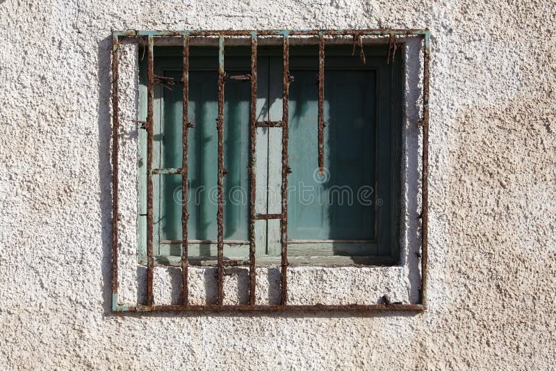 Old-fashioned Window with Green Closed Shutters Stock Image - Image of ...