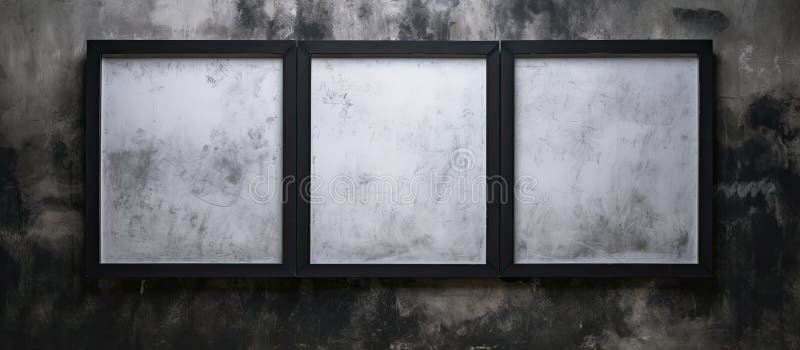 A Weathered Window with Three Glass Panels Inset on a Brick Wall Stock ...