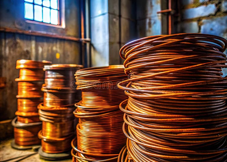 Weathered Wire Coils Stacked in a Rusty Industrial Corner a Texture of ...