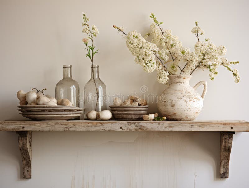 Weathered Wood Floating Shelf with Distressed Frames and a Pit - AI ...