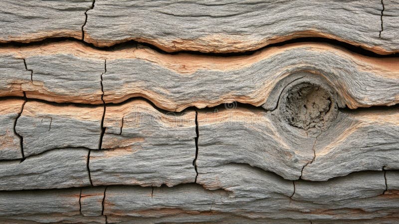 Weathered Wood Grain Texture with Knot and Cracks Stock Illustration ...