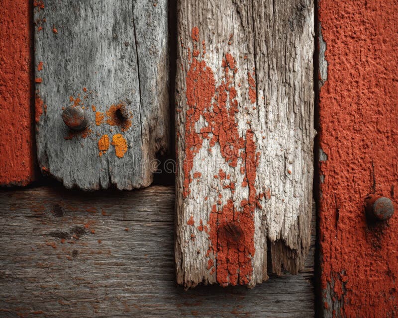 Weathered Wood Planks with Red and Grey Paint Texture Stock ...