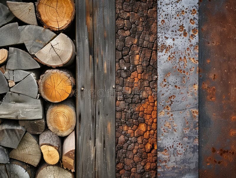 Weathered Wood and Rusty Metal Textures Stock Illustration ...