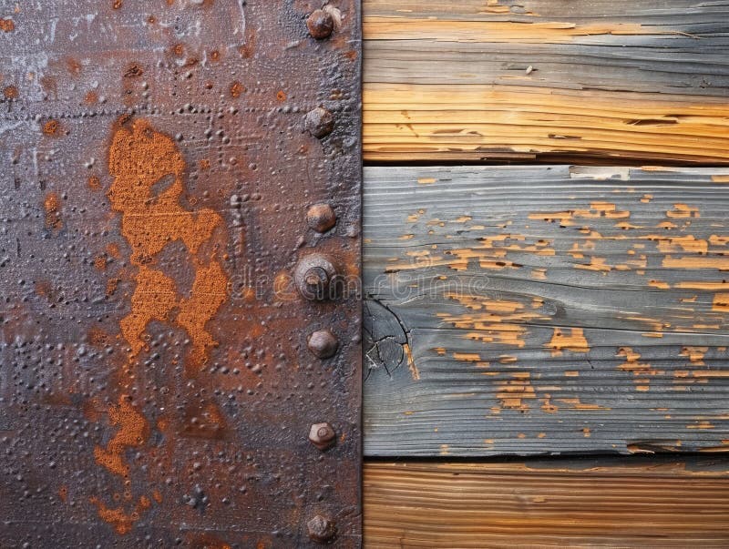Weathered Wood and Rusty Metal Textures Stock Illustration ...