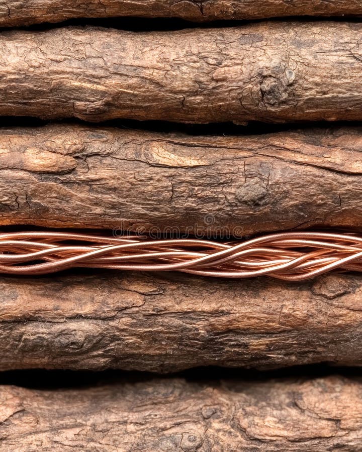Weathered Wood Texture with Twisted Copper Wire Stock Illustration ...