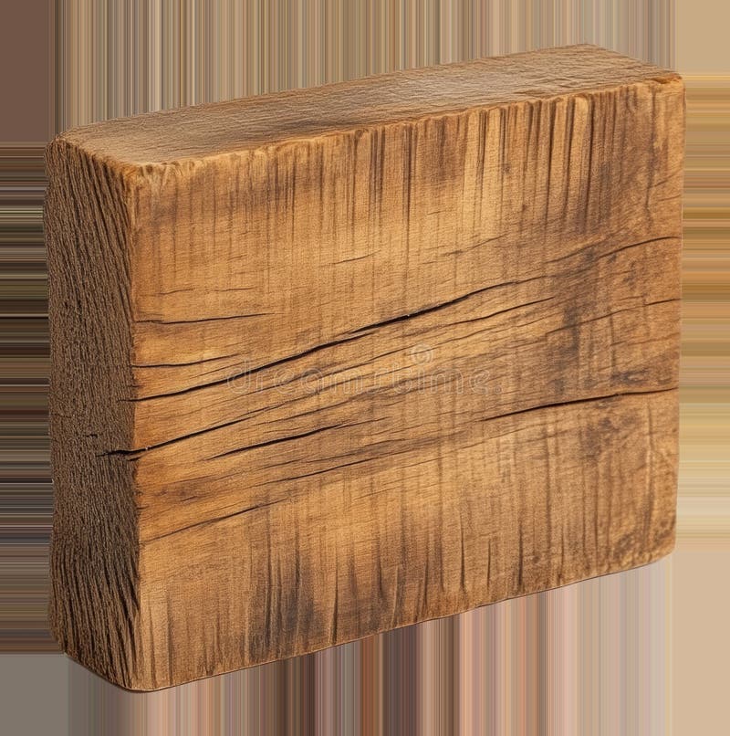 Weathered Wooden Block with Textured Grain, Rustic Design Element ...