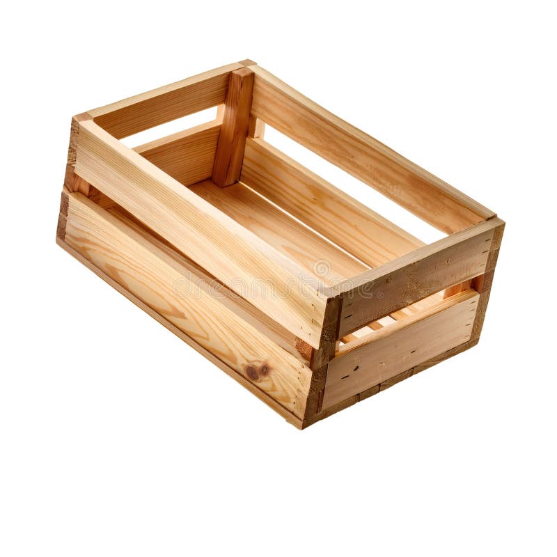Empty Wooden Crate with Visible Grain Texture, Isolated on Transparent ...