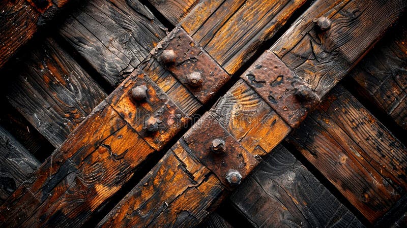 Rustic Wooden Door with Metal Straps Stock Illustration - Illustration ...