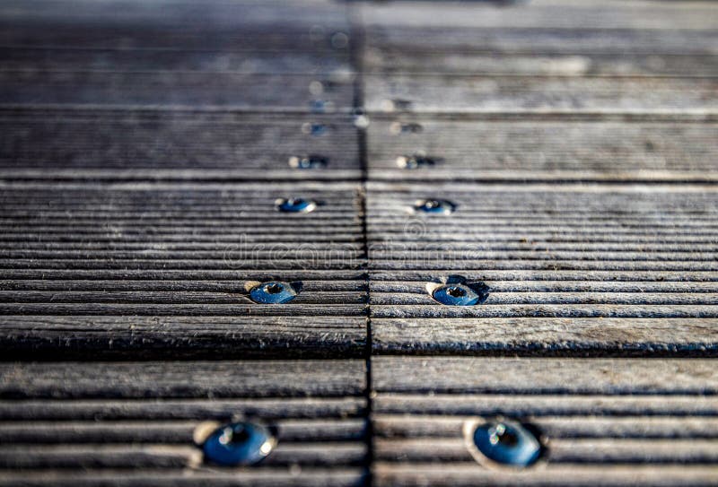 A Weathered Wooden Floor with Silver Screws in a Row Stock Image ...