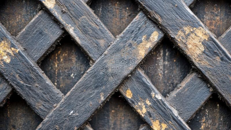 Weathered Wooden Lattice Grid. Black Timber Diagonal Weave Pattern ...