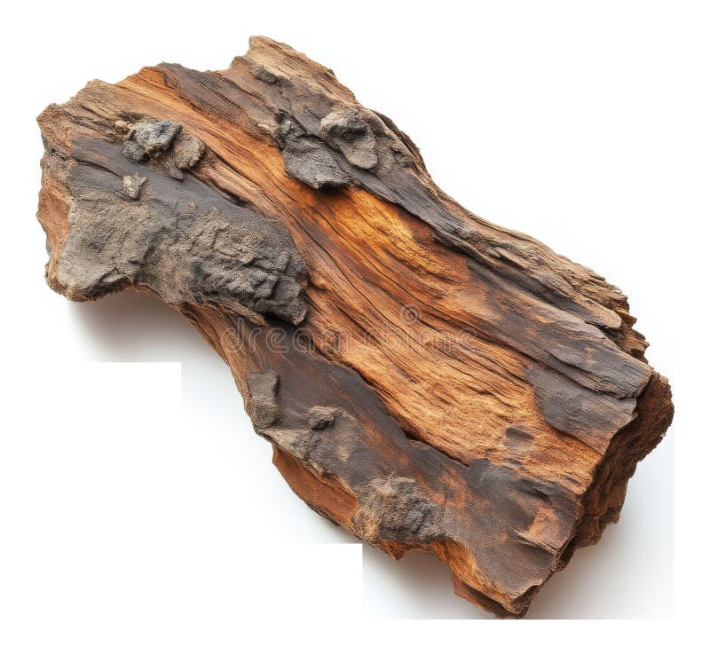 Weathered Wooden Log with Texture Variations, Isolated on White. Nature ...