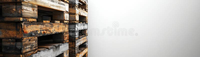 Weathered Wooden Pallets Stacked on the Left Side in a Warehouse with ...