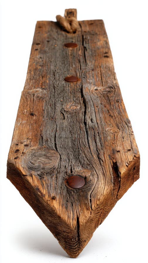 Weathered Wooden Plank with Iron Discs, Rusted Texture, Knot Details ...